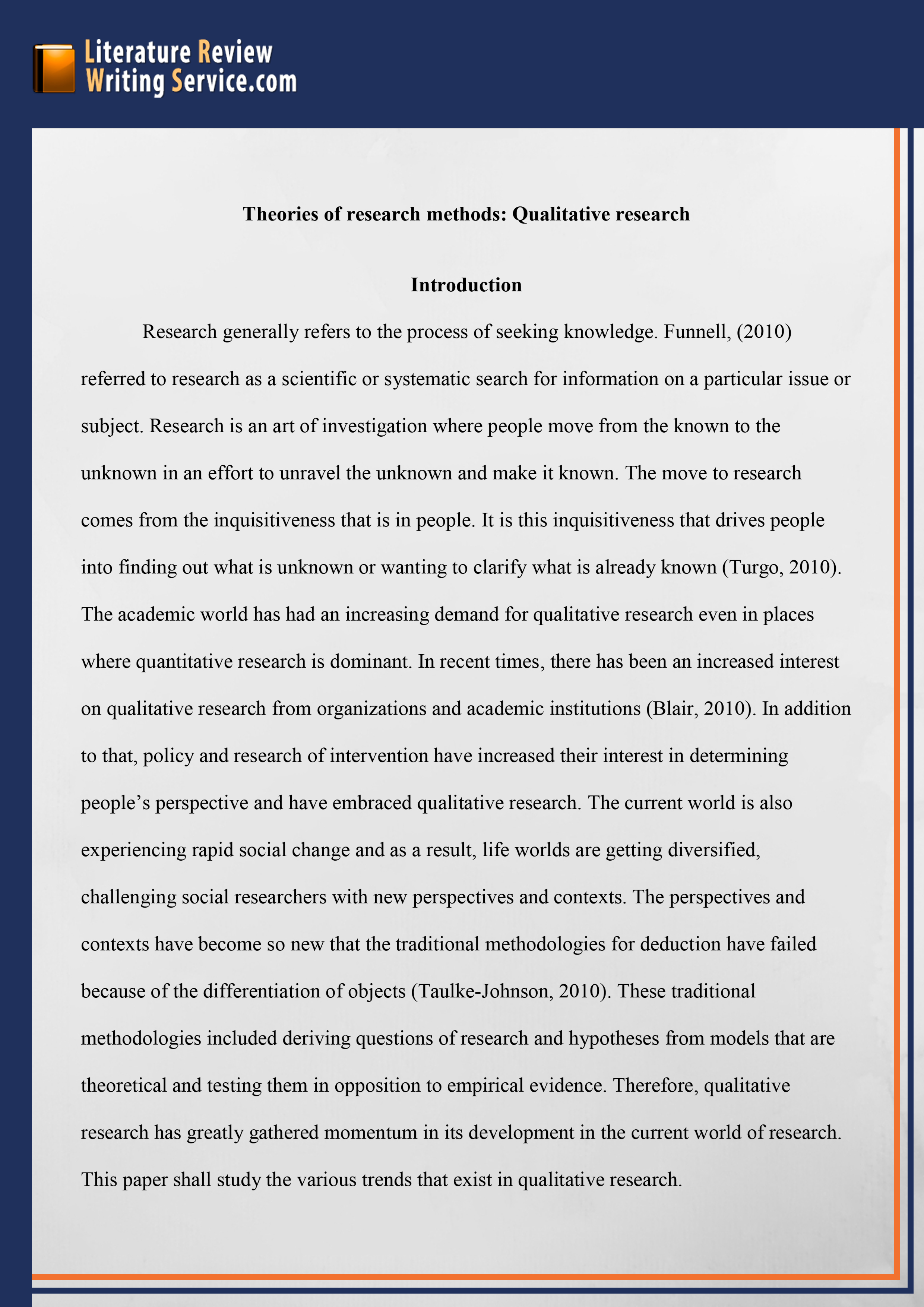  Example Of A Literature Review Paper Literature Review Outline 