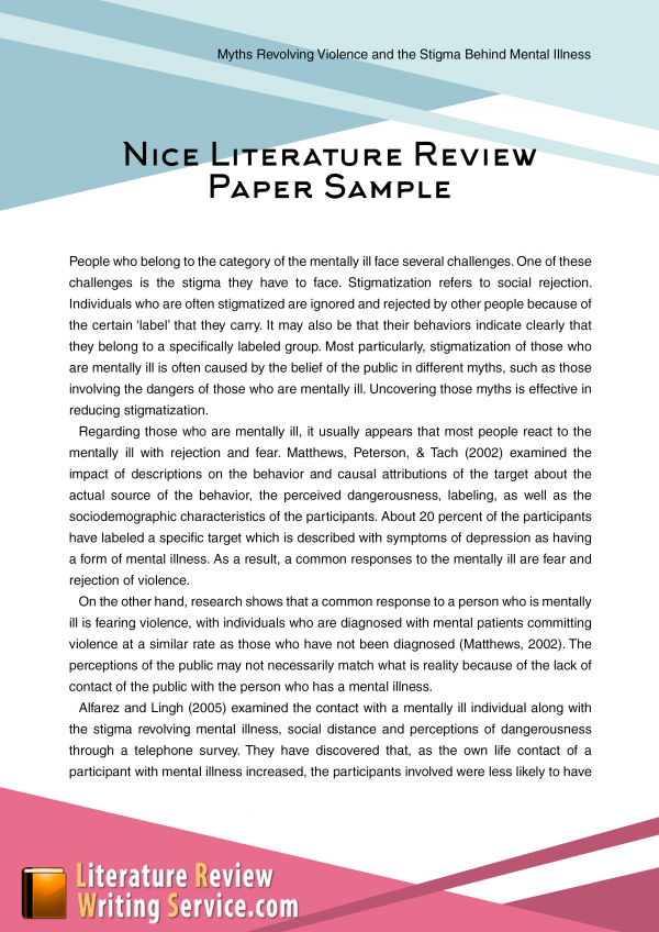  Example Of A Literature Review Paper Literature Review Outline 